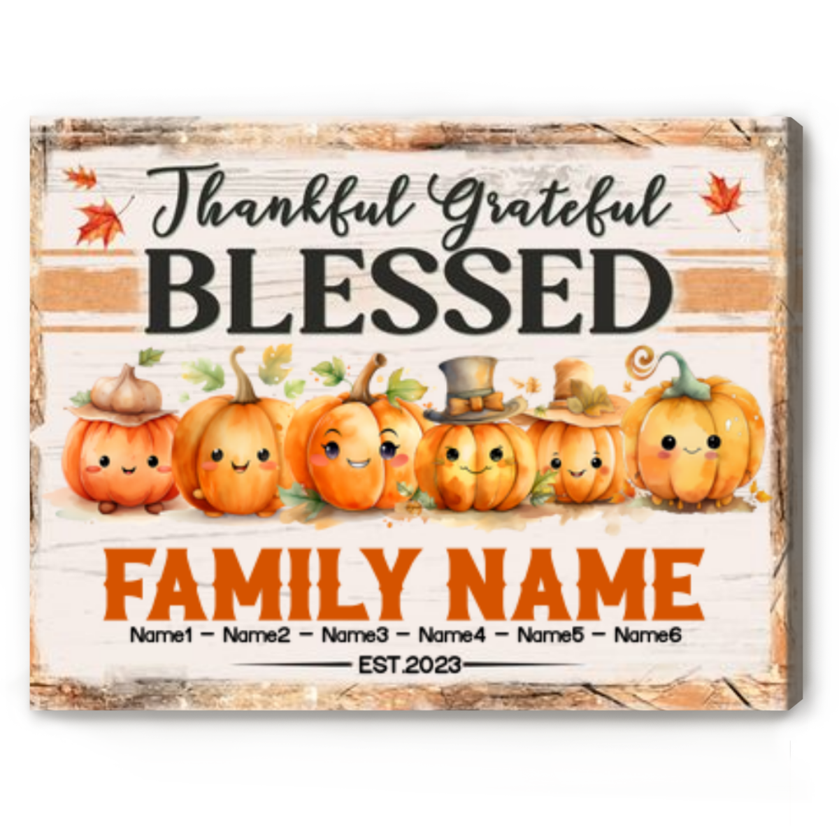 Personalized Fall Family Pumpkins Canvas Print, Fall Season Decoration ...