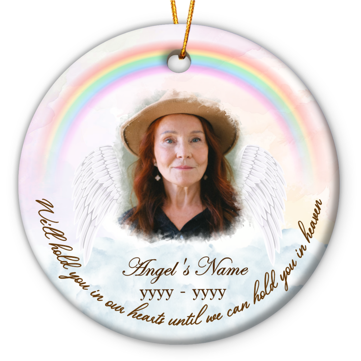 Personalized Rainbow Memorial Photo Christmas Ceramic Ornament, In ...