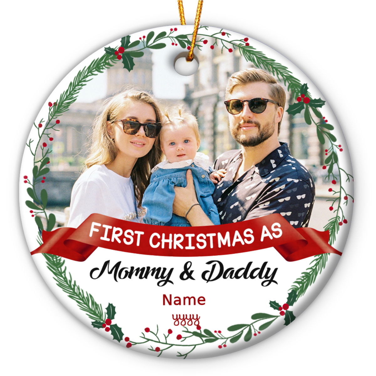 First Christmas As Mommy And Daddy Personalized Photo Ceramic Ornament ...