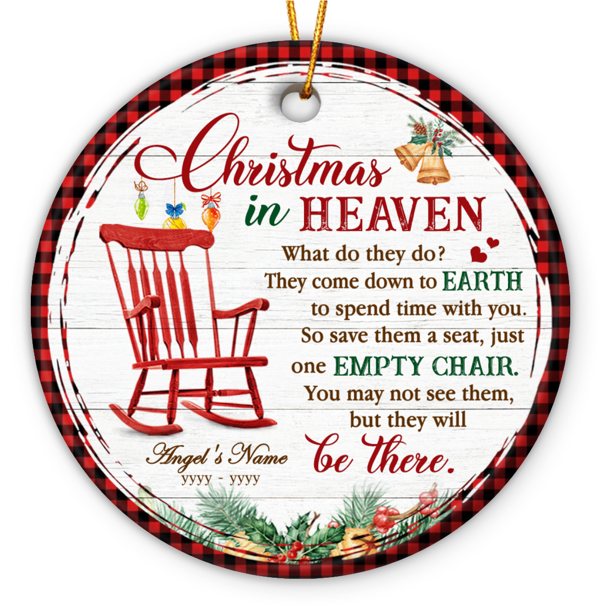 Custom Empty Chair Christmas In Heaven Ceramic Ornament - Best ...