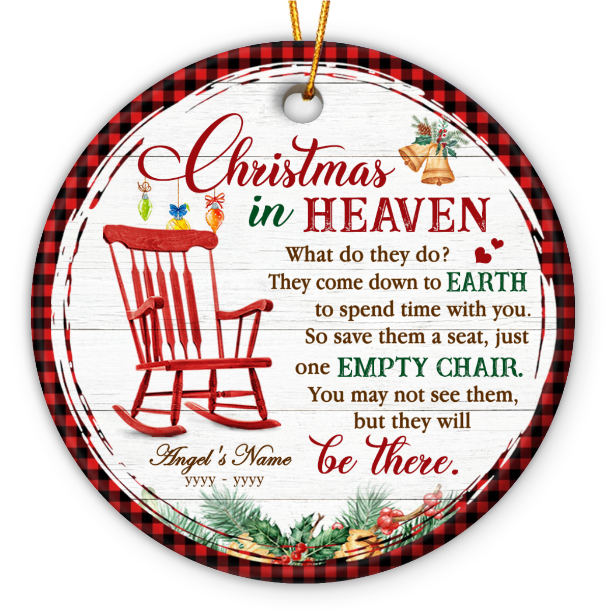 Custom Empty Chair Christmas In Heaven Ceramic Ornament, Merry ...