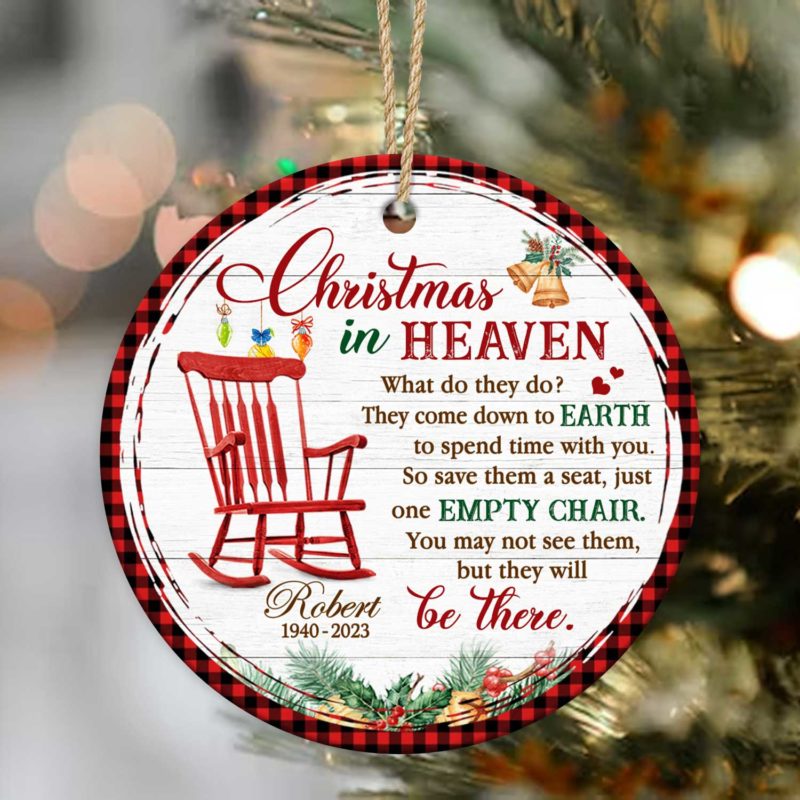 Custom Empty Chair Christmas In Heaven Ceramic Ornament, Merry ...