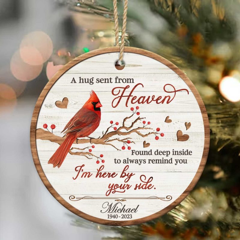 Personalized A Hug Sent From Heaven Red Cardinal Ceramic Ornament, In ...