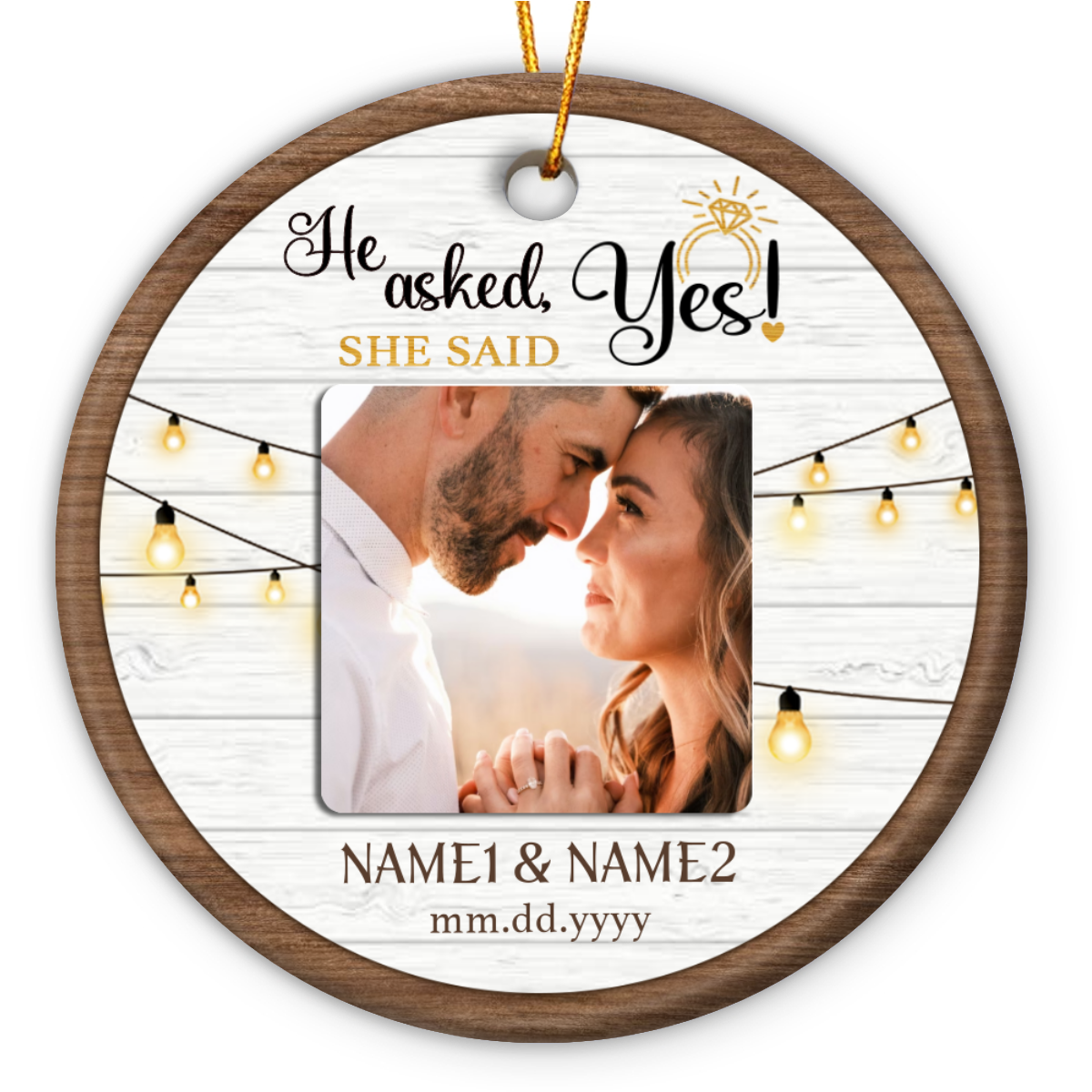 He Asked She Said Yes Personalized Engaged Photo Ceramic Ornament ...