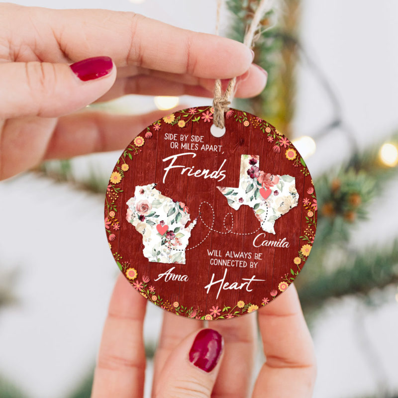 Personalized Long Distance Friends State To State Ceramic Ornament ...