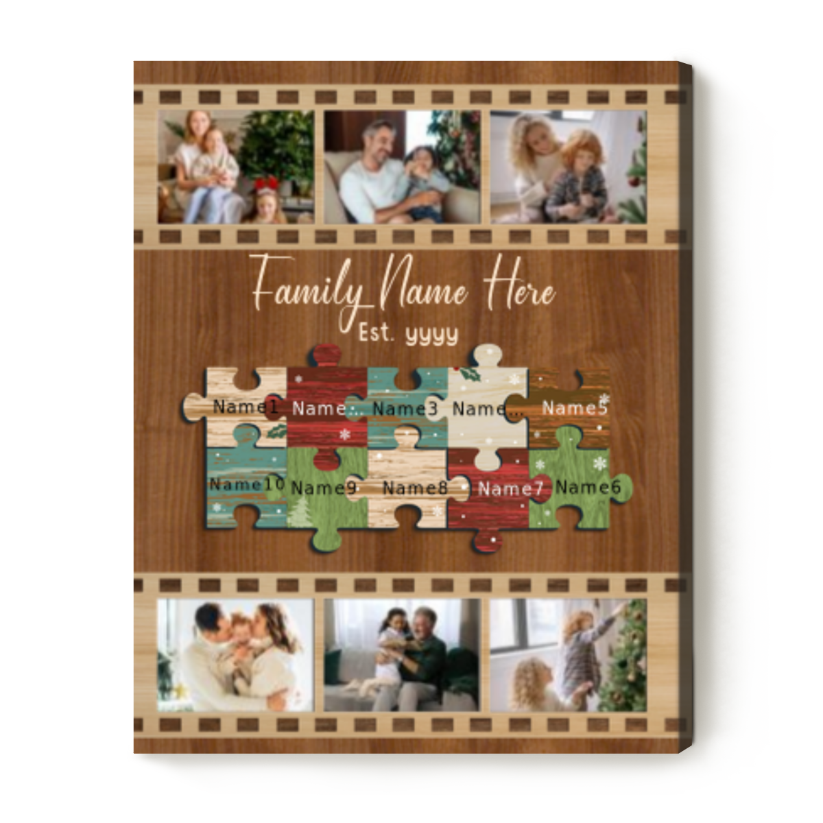 Personalized Family Puzzle Pieces Canvas Print With Photo, Custom ...