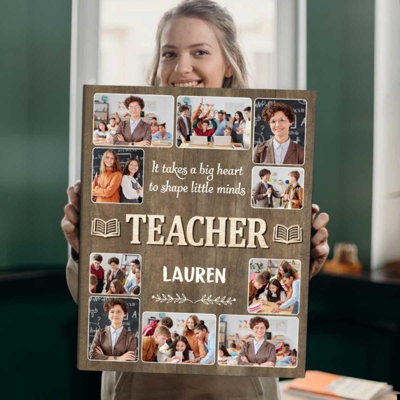 Personalized Teacher Photo Collage Canvas, Custom Teacher Gifts, Thank ...