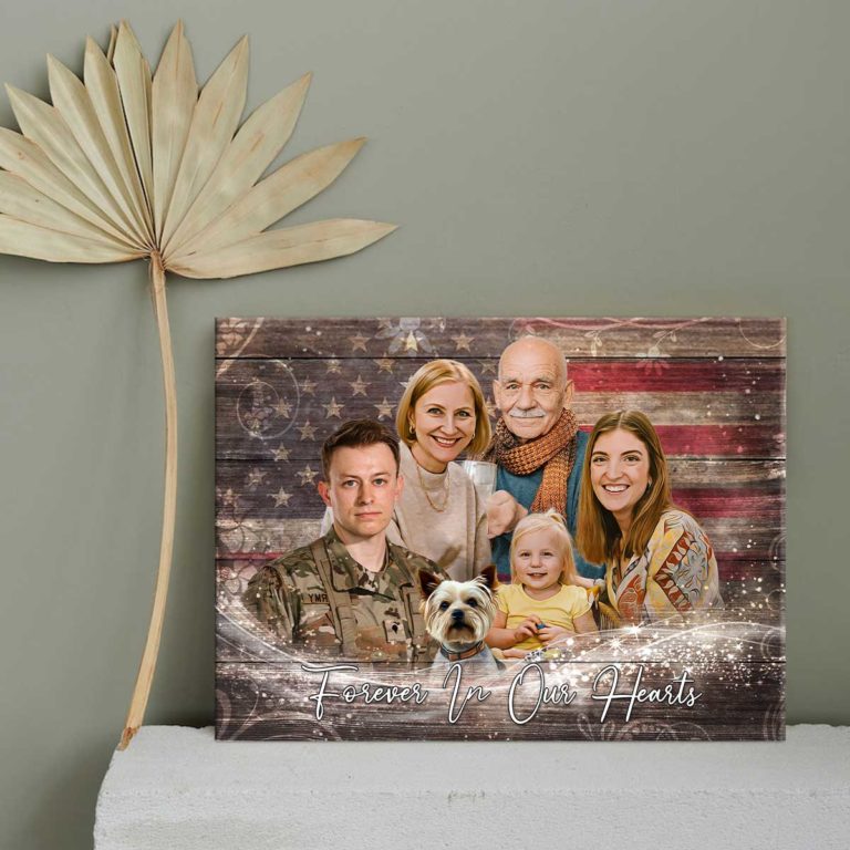 Military Remembrance Portrait Canvas, Personalized Sympathy Gifts For ...