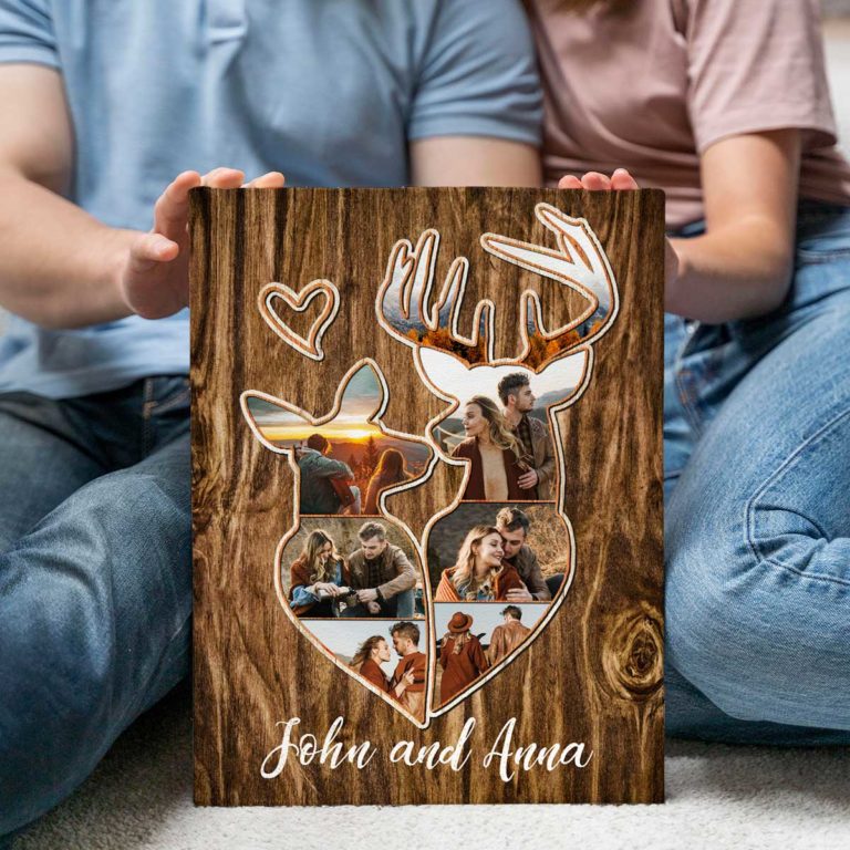 Personalized Buck And Doe Photo Collage, Deer Hunting Gifts For Couple ...