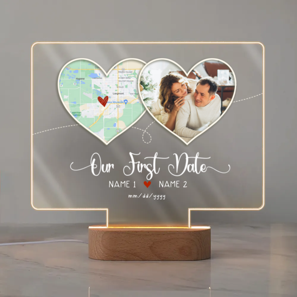 Our First Date Personalized Location Map Led Night Light, First Date ...