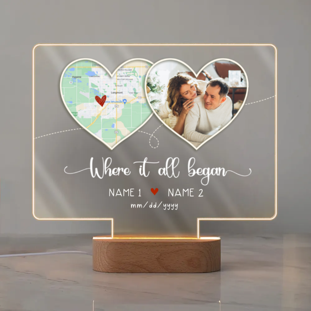 Where It All Began Personalized Location Map Acrylic Led Night Light ...