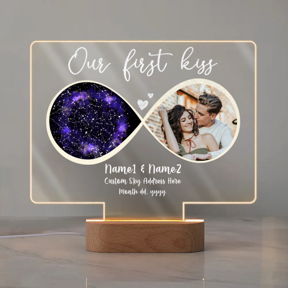 Our First Kiss Custom Night Sky By Date Acrylic Night Light, First ...