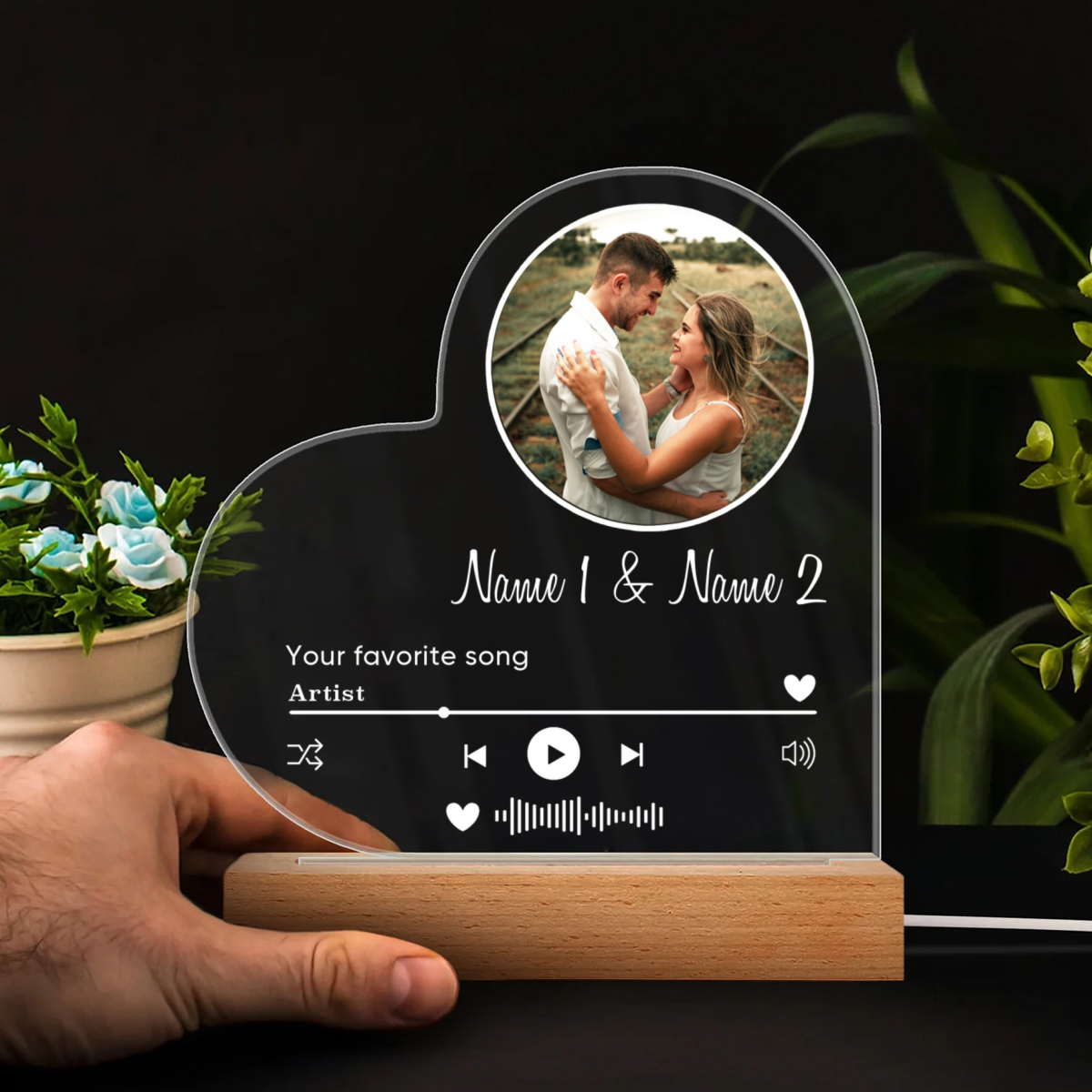 Custom Favorite Song Personalised Night Light, Valentines Gift For Her ...