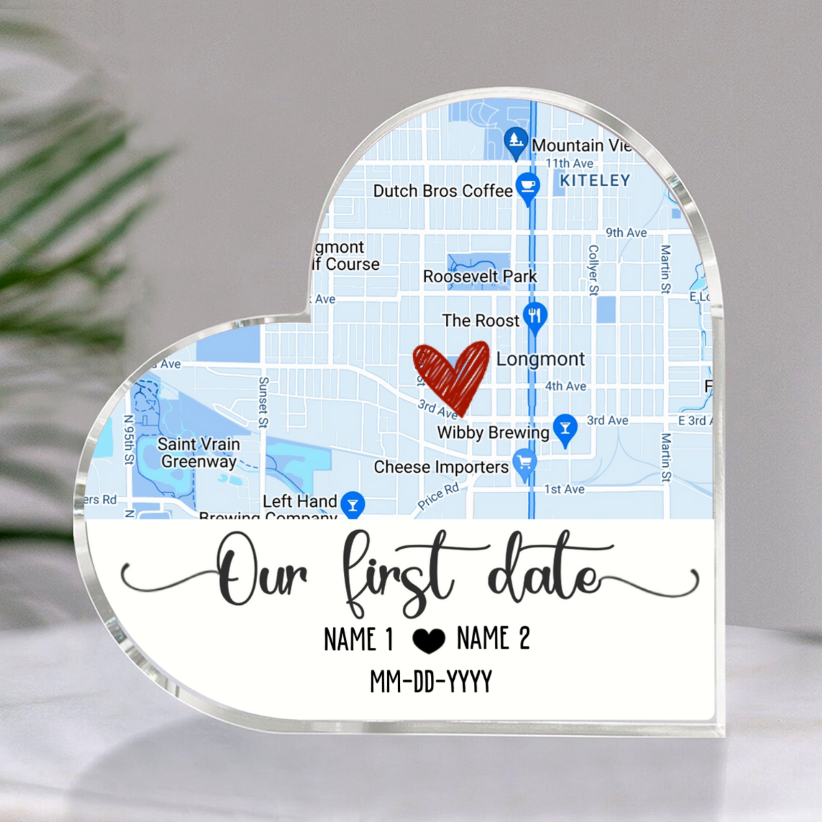 Our First Date Custom Location Map Acrylic Plaque, First Date Memory ...