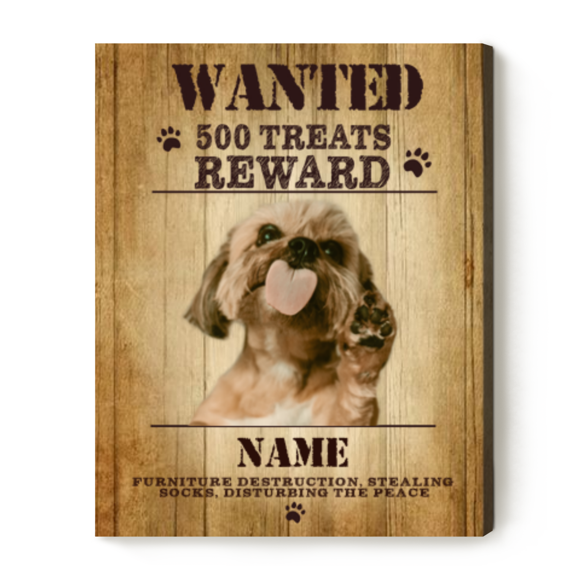 Custom Pet Wanted Vintage Canvas, Personalized Funny Criminal Dog Art ...
