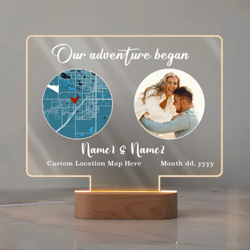 Our Adventure Began Custom Street Map Acrylic Led, Personalized Wedding ...