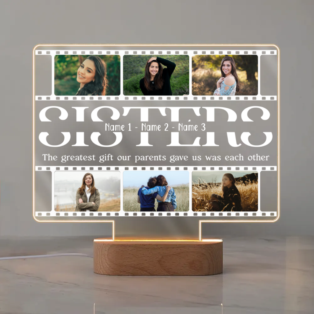 Custom Sister Photo Collage Led Night Light, Personalized Christmas ...