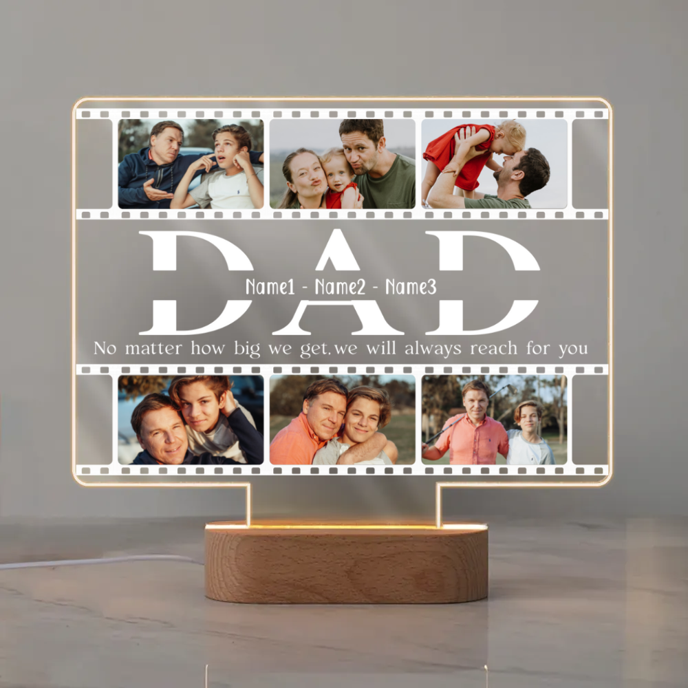 Custom Dad Photo Collage Led Night Light, Creative Father's Day Gifts ...