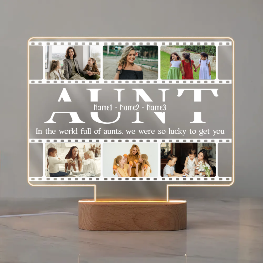 Custom Aunt Photo Collage Led Night Light, Aunt Mother's Day Gift ...