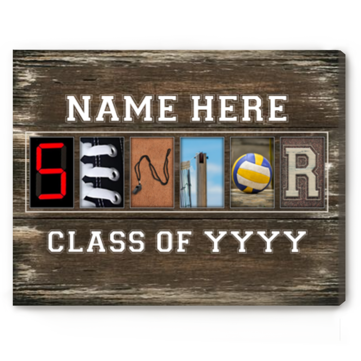 Custom Senior Volleyball Letter Art Canvas Print, Class Of 2025 Senior ...