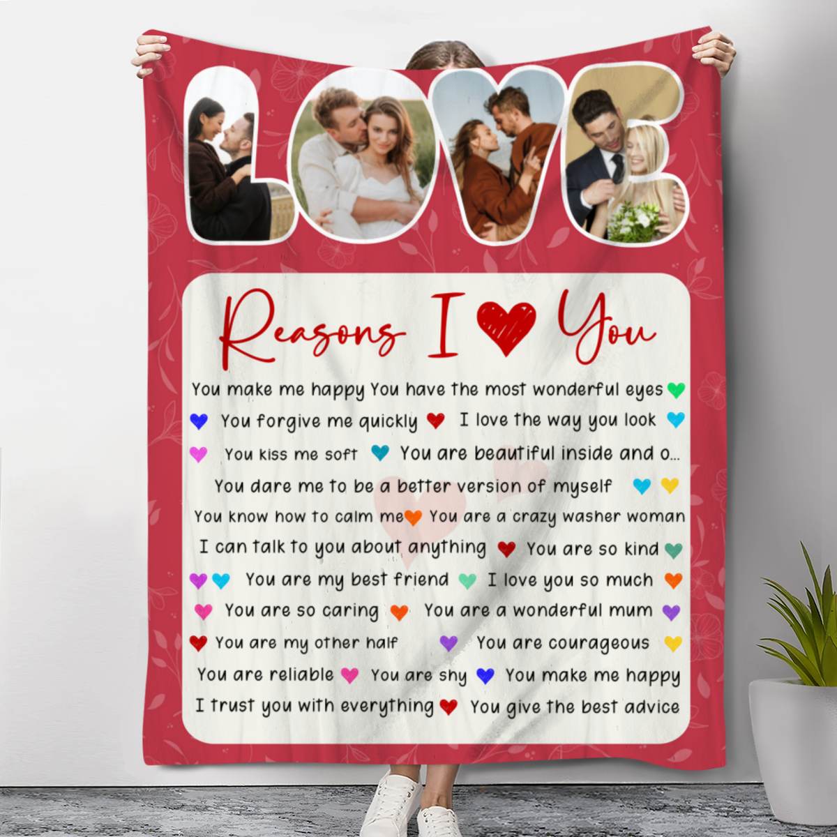 Reason I Love You Custom Love Photo Blanket, Romantic Gifts For Him, Her, Personalized ...