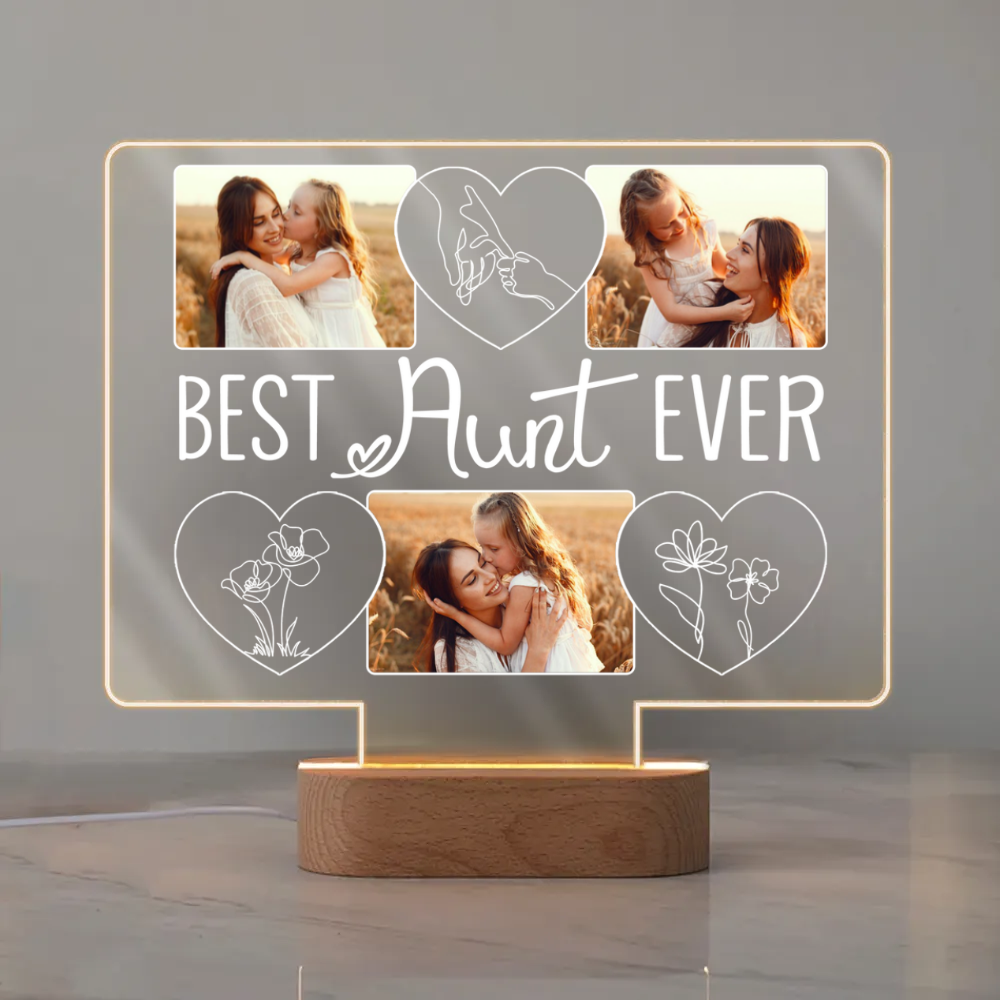 Best Aunt Ever Custom Photo Acrylic Led, Personalized Christmas Gift ...