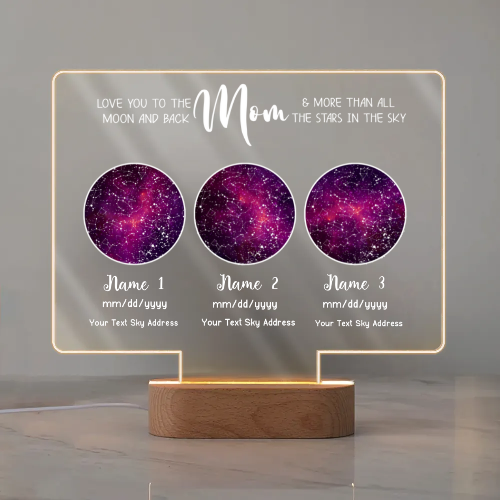 Custom Mom Constellation Map Acrylic Led, Personalized Mothers Day ...