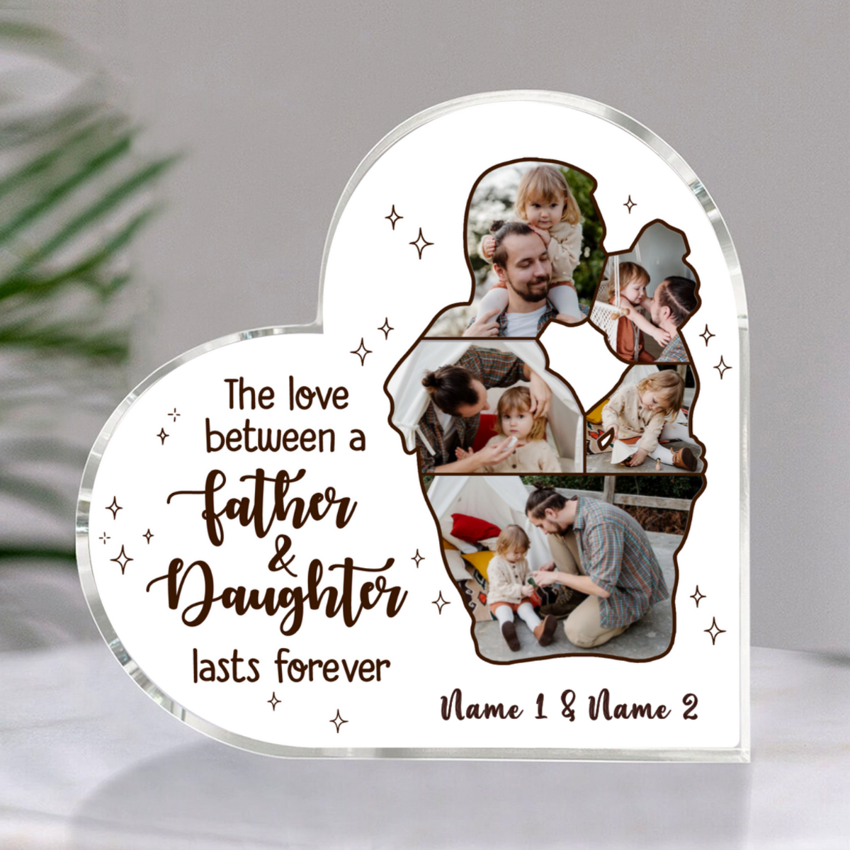 Father And Daughter Custom Photo Collage Heart Acrylic Plaque, Fathers ...