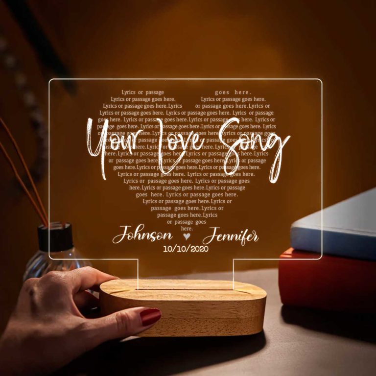 Light Up Custom Song Lyric Acrylic Plaque, Personalized Song Lyric Lamp ...