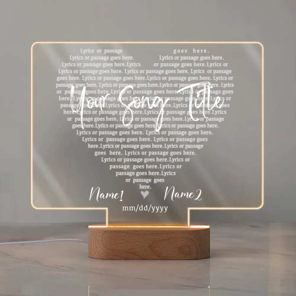 Light Up Custom Song Lyric Acrylic Plaque, Personalized Song Lyric Lamp ...