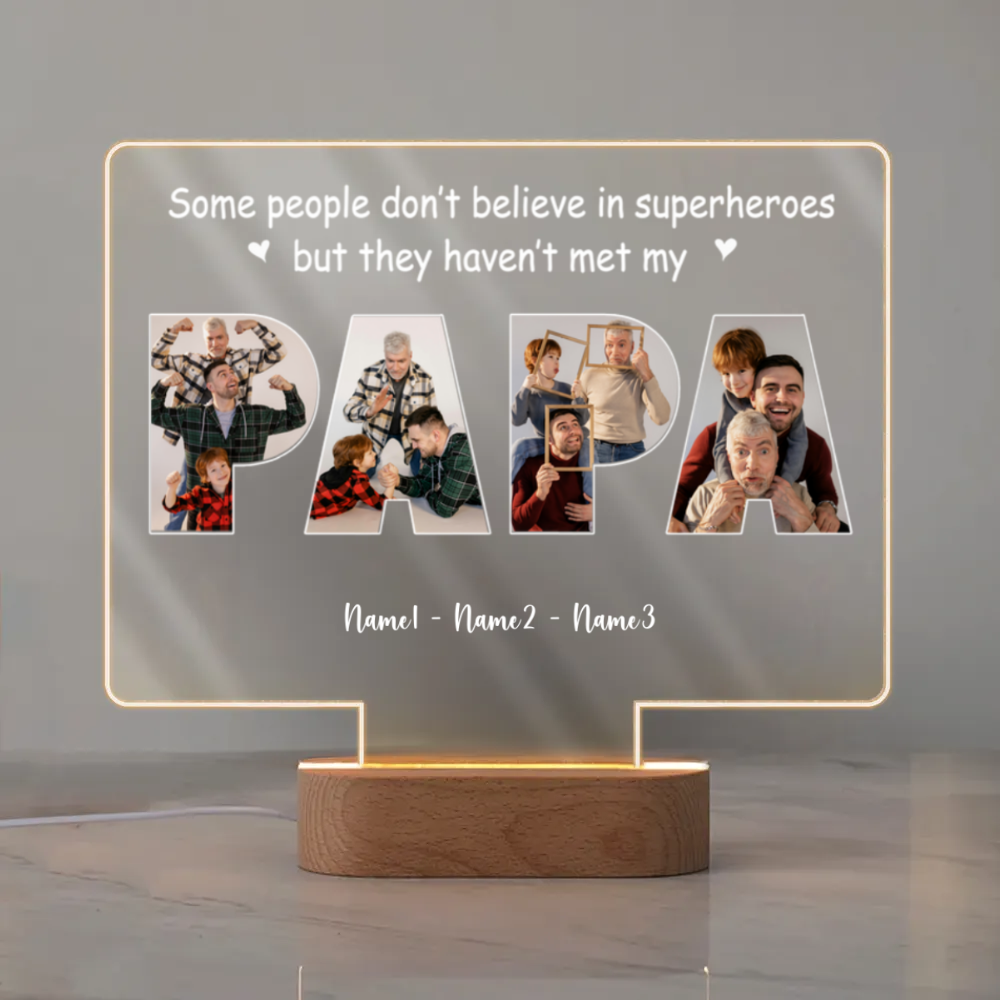 Papa Custom Photo Led Night Light, Papa Christmas Gifts, Personalized ...