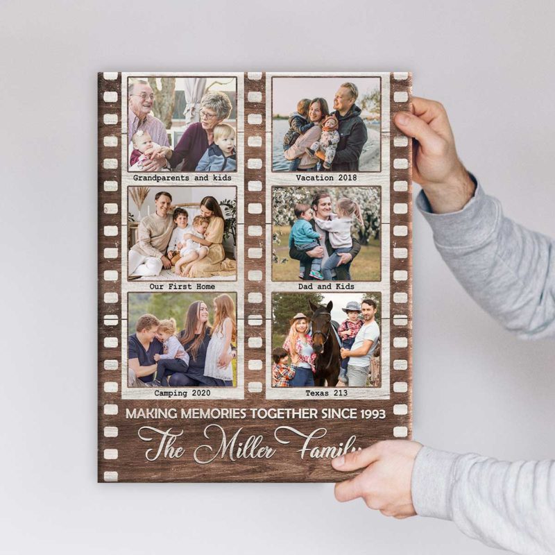 Custom Family Memories Photo Collage Canvas, Personalized Film Strip ...