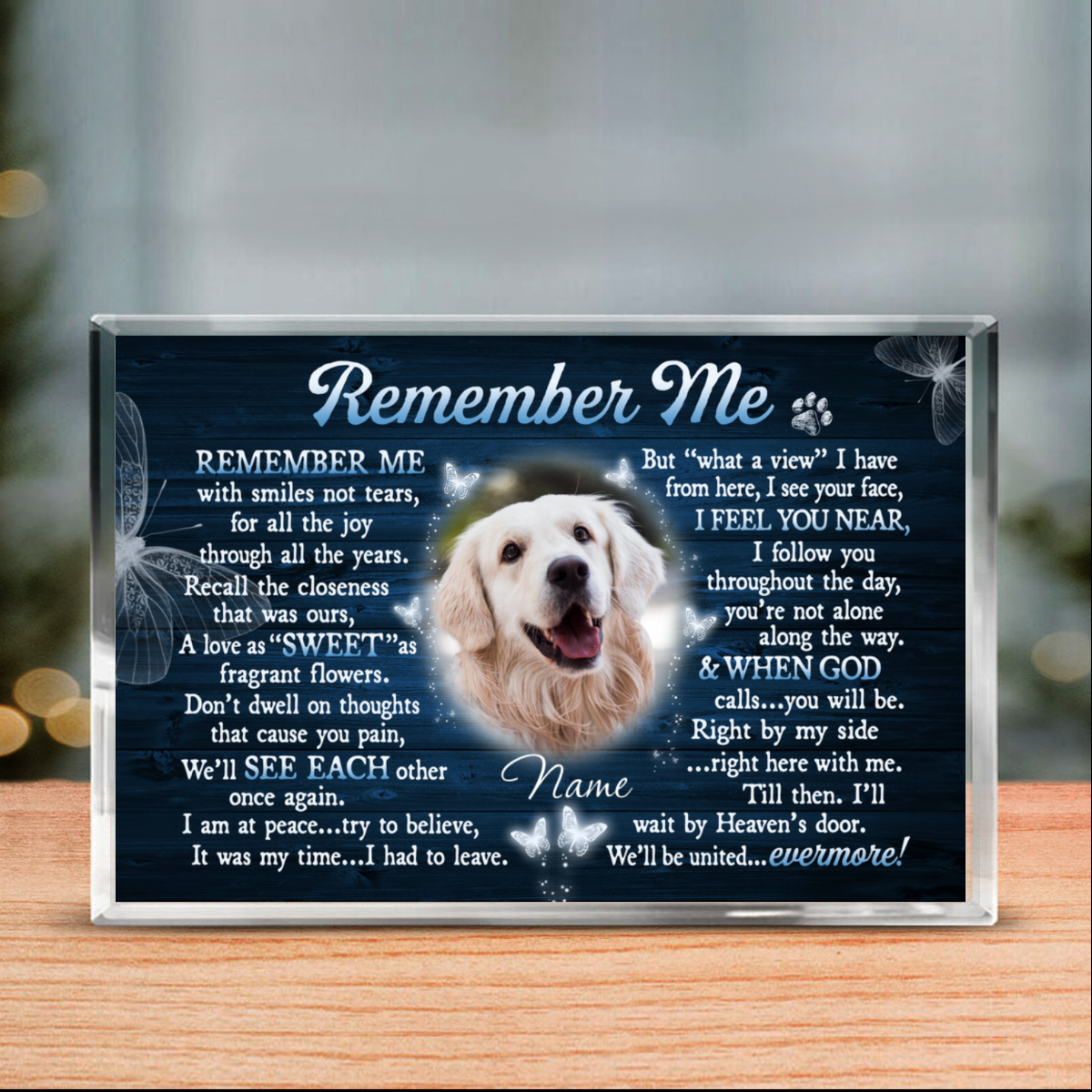 Remember Me Custom Dog Rectangle Acrylic Plaque, Personalized Dog Loss ...