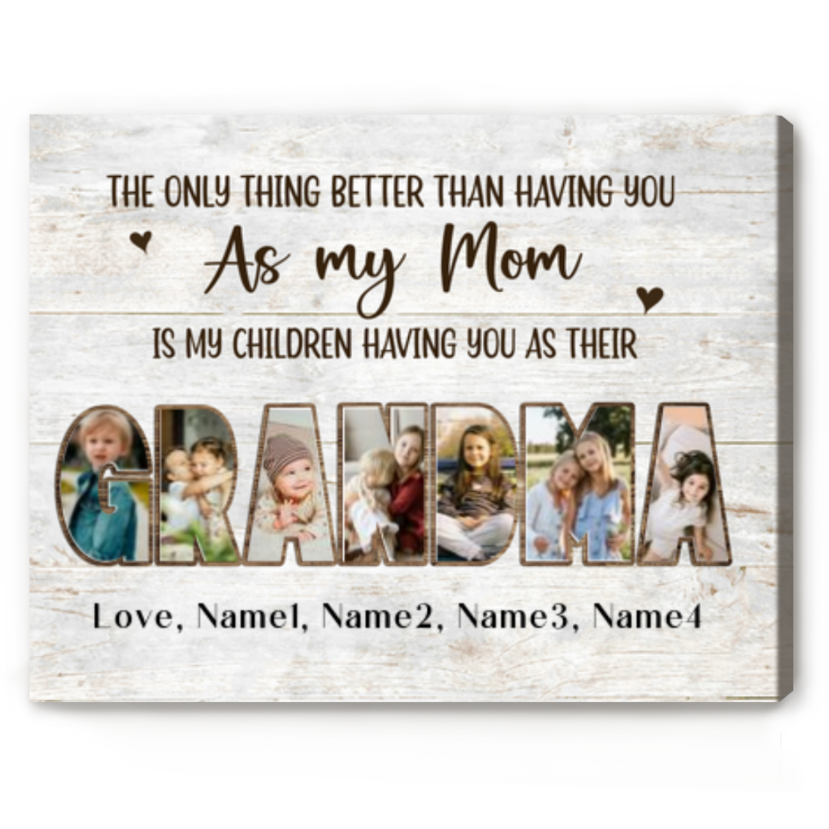 Grandma Custom Picture Collage Canvas, Christmas Gift For Grandma To Be ...
