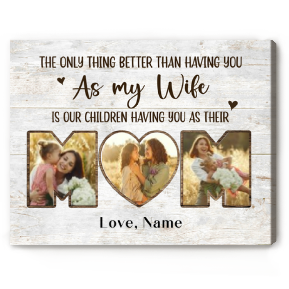 Custom Mom Photo Canvas Print, Mothers Day Gift From Husband, Wife Mom ...