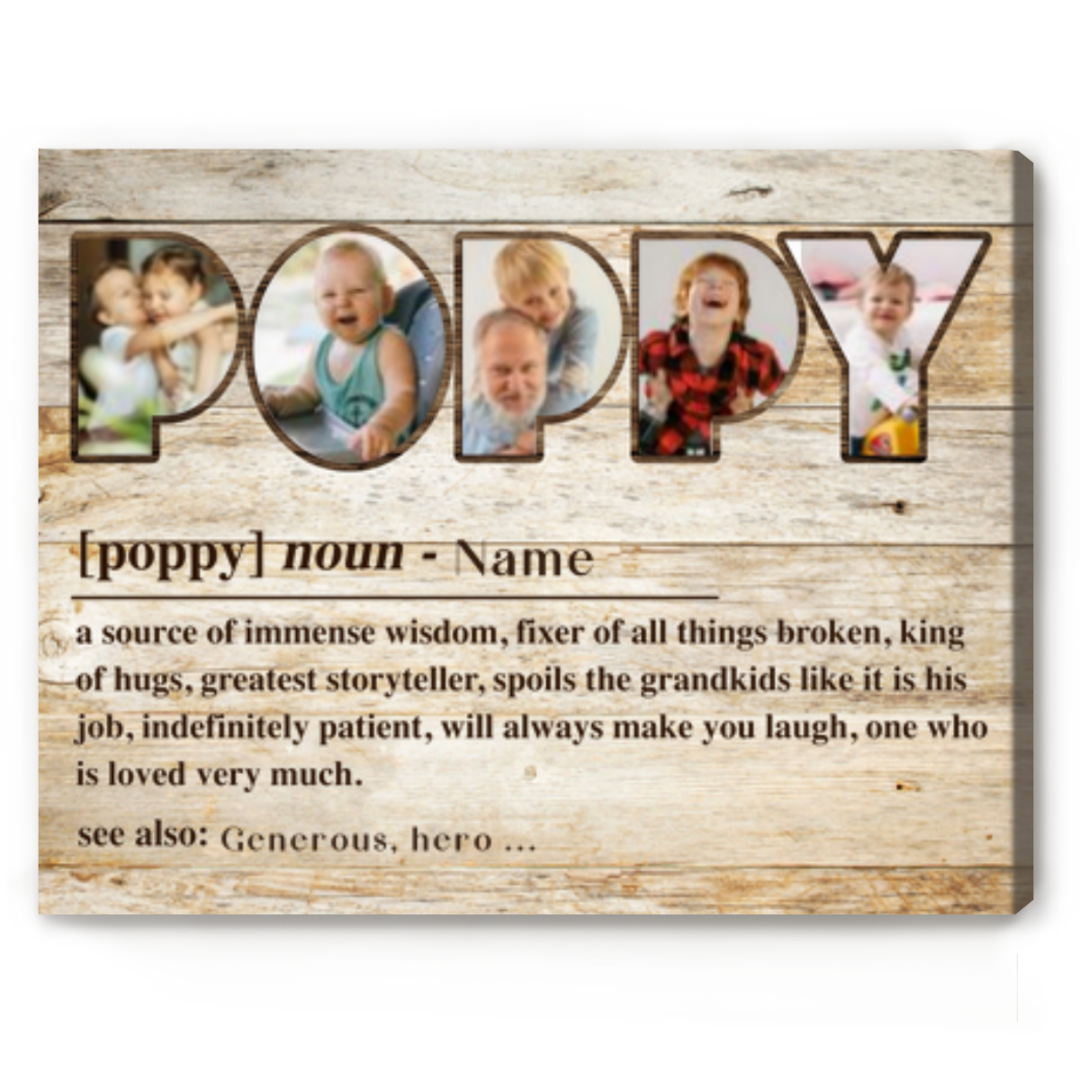 Poppy Definition Custom Photo Canvas, Poppy Christmas Gifts, Grandpa ...