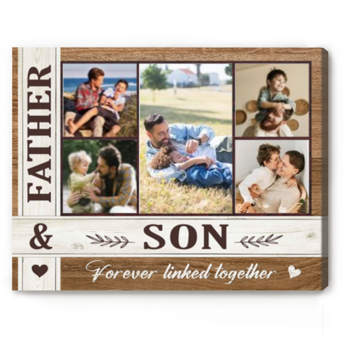 Father And Son Custom Photo Collage Canvas, Personalized Father Son ...