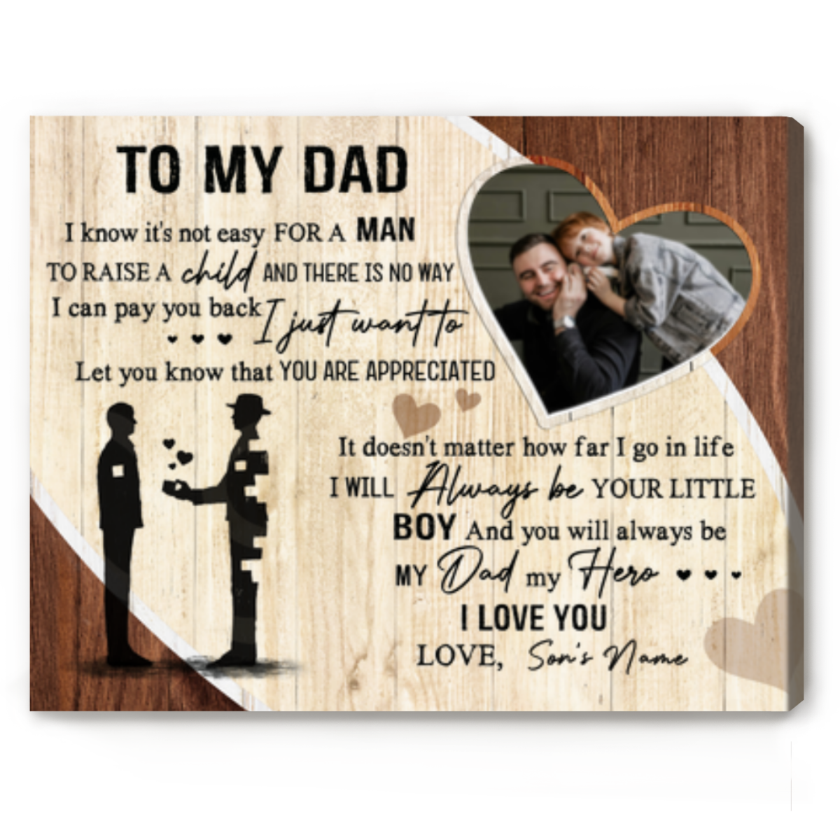 To My Dad From Son Custom Photo Canvas Print, Father's Day Gifts From ...