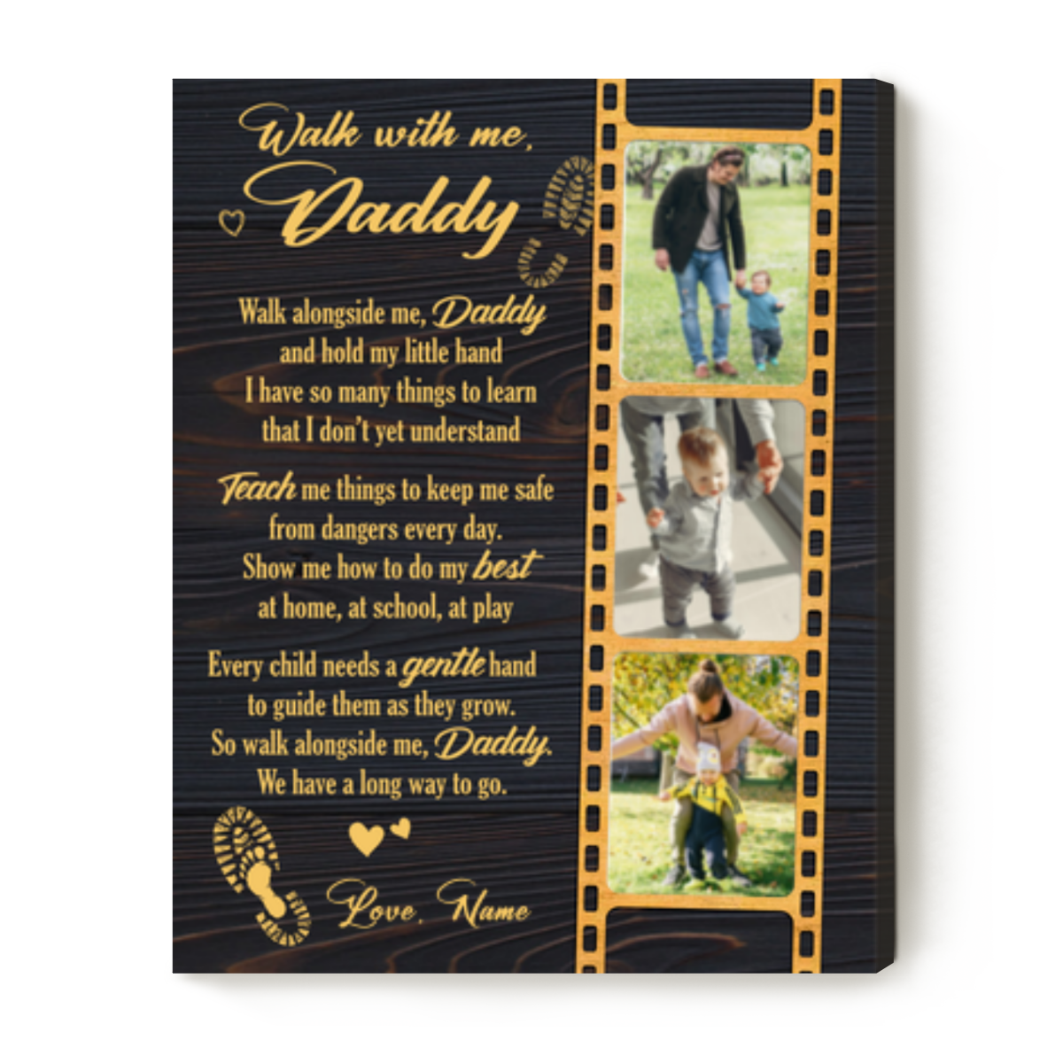 Walk With Me Daddy Poem Custom Photo Canvas, Fathers Day Gifts From ...
