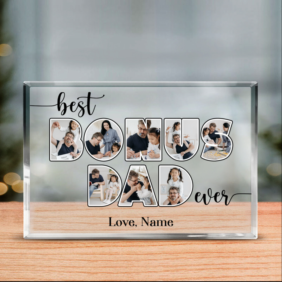 Best Bonus Dad Ever Custom Picture Acrylic Plaque, Father's Day Gift ...