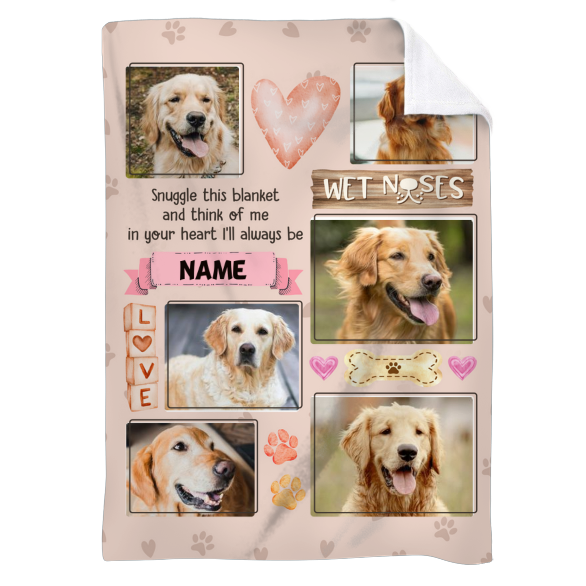 Dog Cat Photo Bedding Blanket With Text, Custom Photo Blanket Collage ...