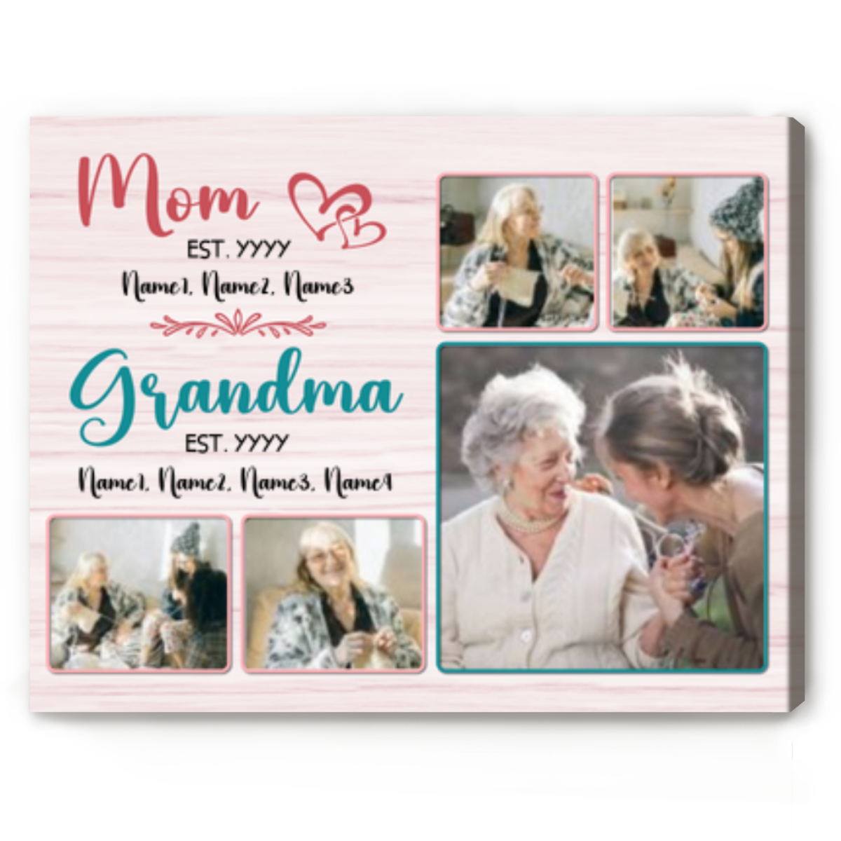 Mom Grandma Gifts With Names, Personalized Grandma Canvas With Picture ...