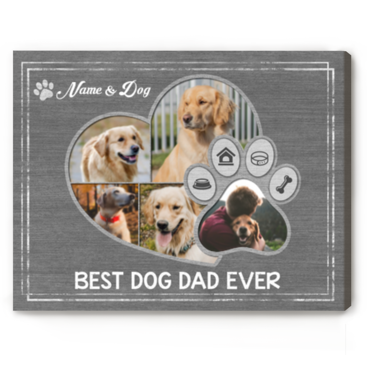 Best Dog Dad Ever Personalized Photo Canvas, Father's Day Gifts From ...