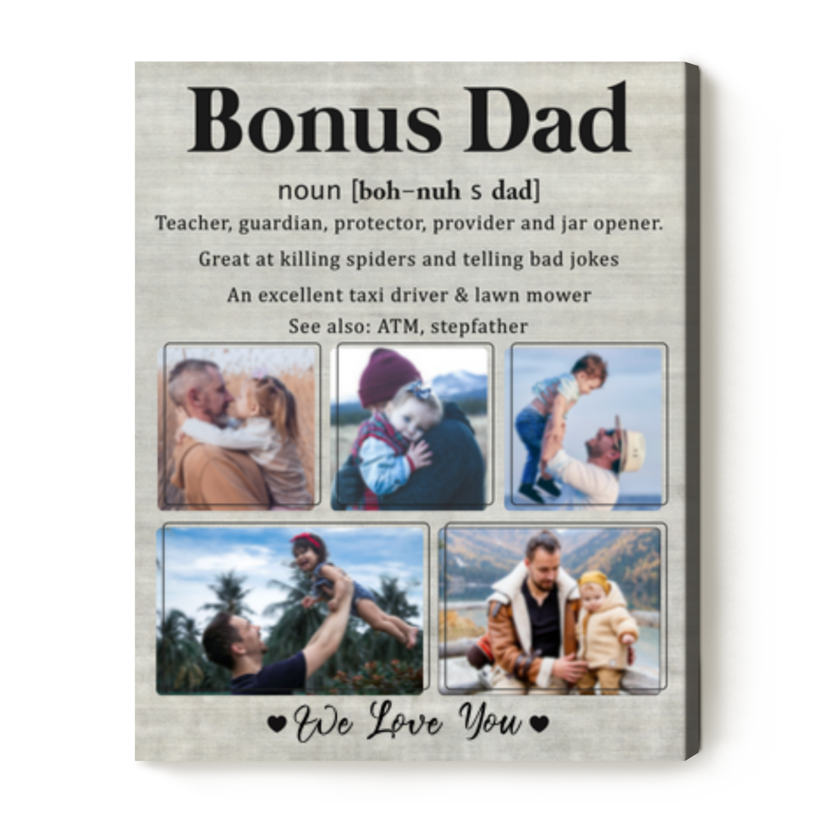 Bonus Dad Definition Custom Photo Canvas, Bonus Dad Father's Day Gifts ...
