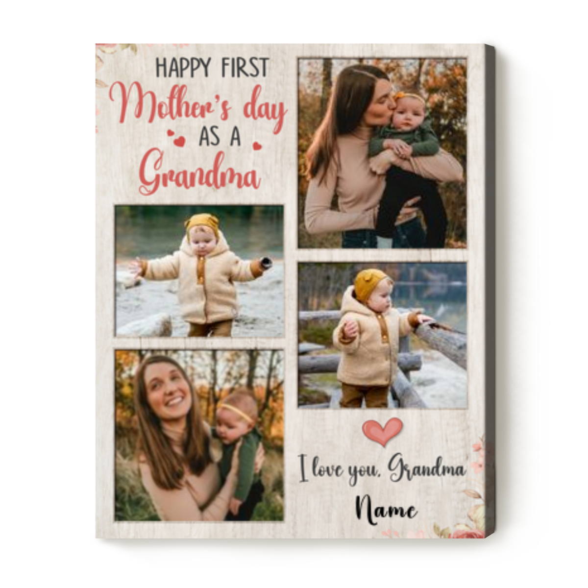 First Mothers Day As A Grandma Custom Picture Canvas, Mother's Day Gift ...