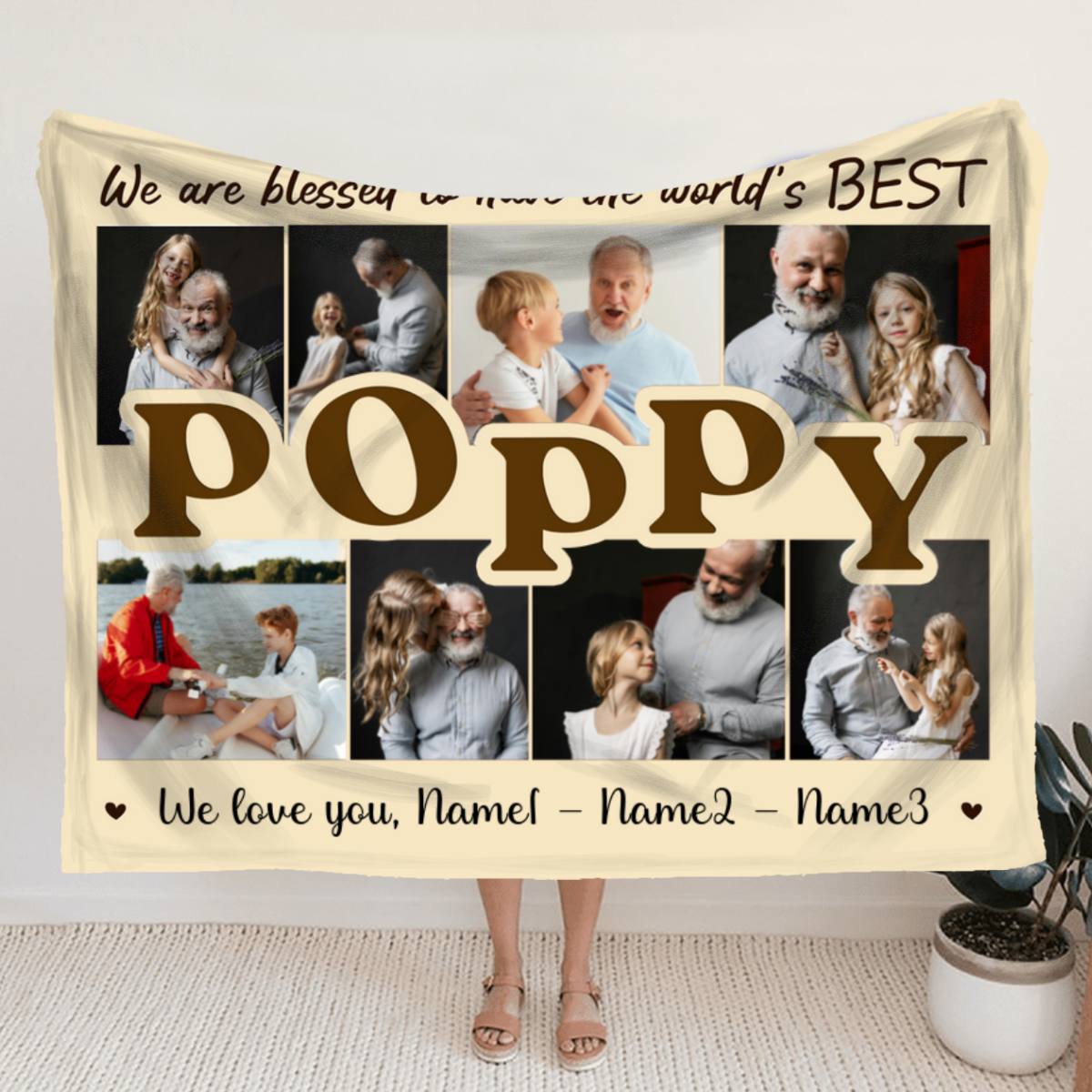 Poppy Christmas Photo Gift, Custom Poppy Photo Collage Blanket ...