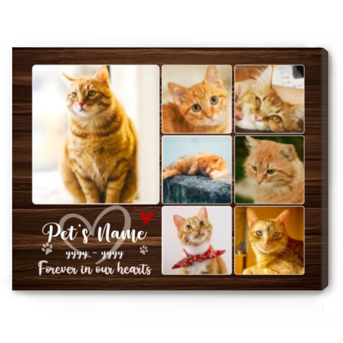 Custom Cat Memorial Photo Collage, Cat Loss Photo Canvas, Cat ...