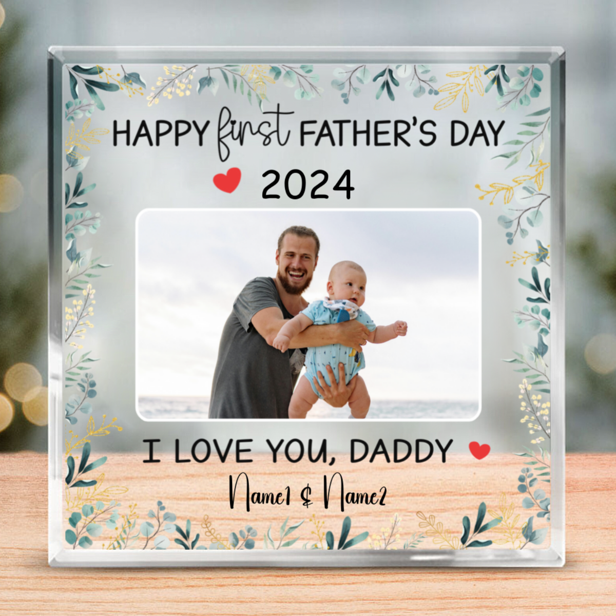 Happy First Father's Day Custom Picture Acrylic Plaque, Personalized ...