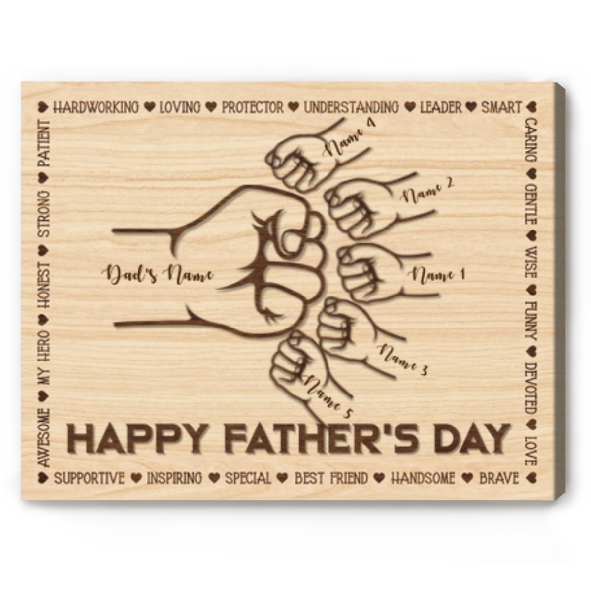 Fist Bump Dad And Kids Custom Sign With Names, Dad Christmas Fist Bump ...