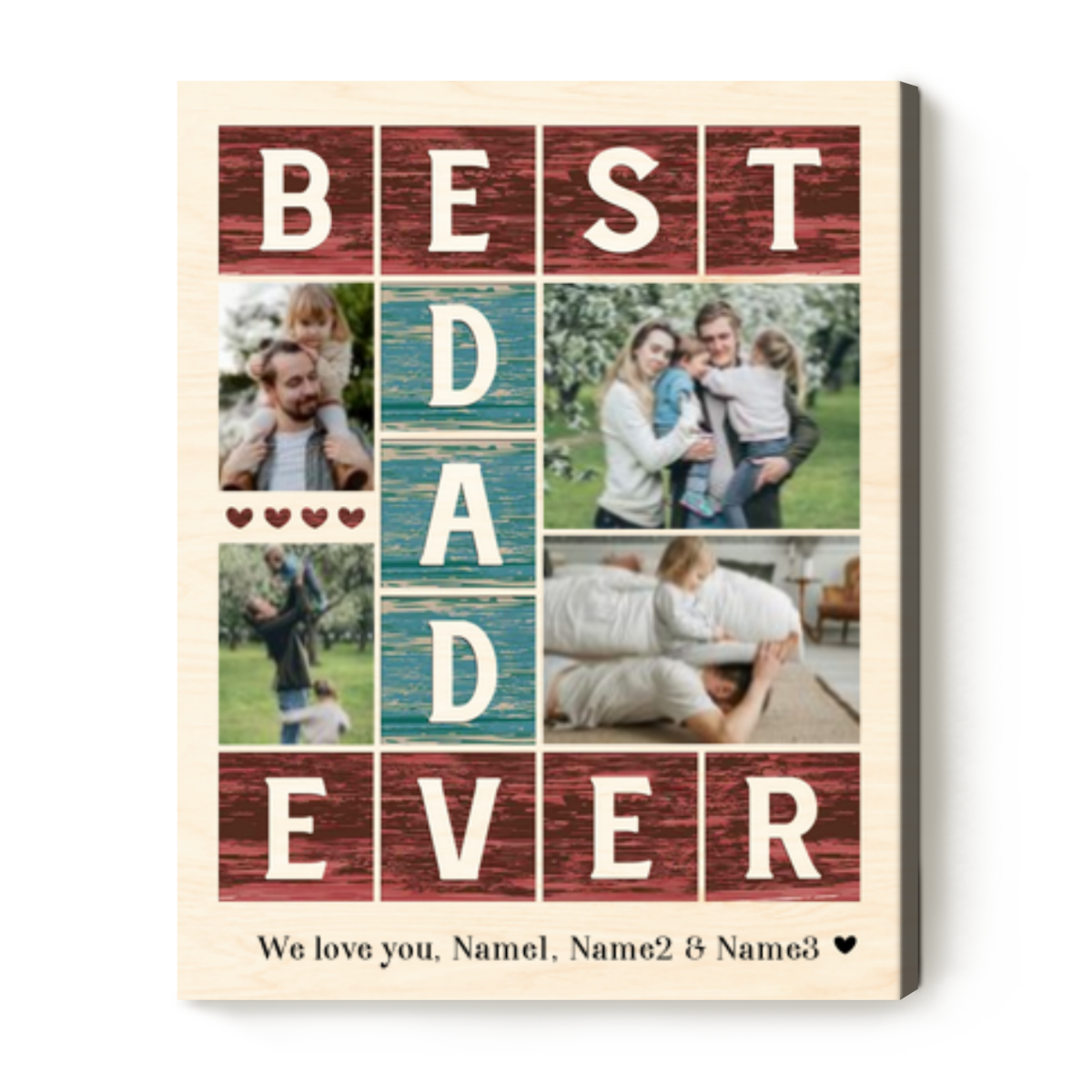 Best Dad Ever Custom Picture Canvas, Personalized Canvas For Father's ...